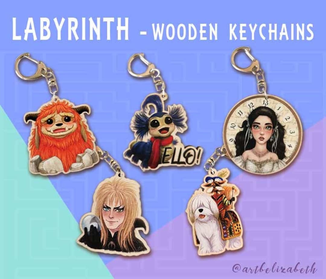 Labyrinth Wooden Keychains – Fantasy Keychains – Cute Keychains - Eco ...