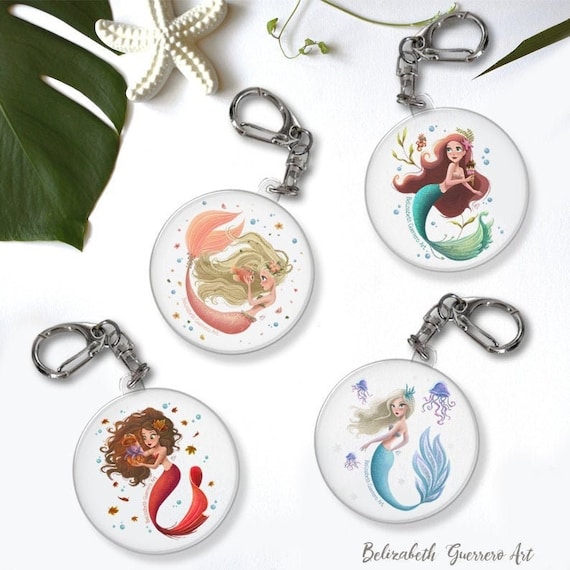 Mermaid Keychains double-sided and Transparent Summer | Etsy