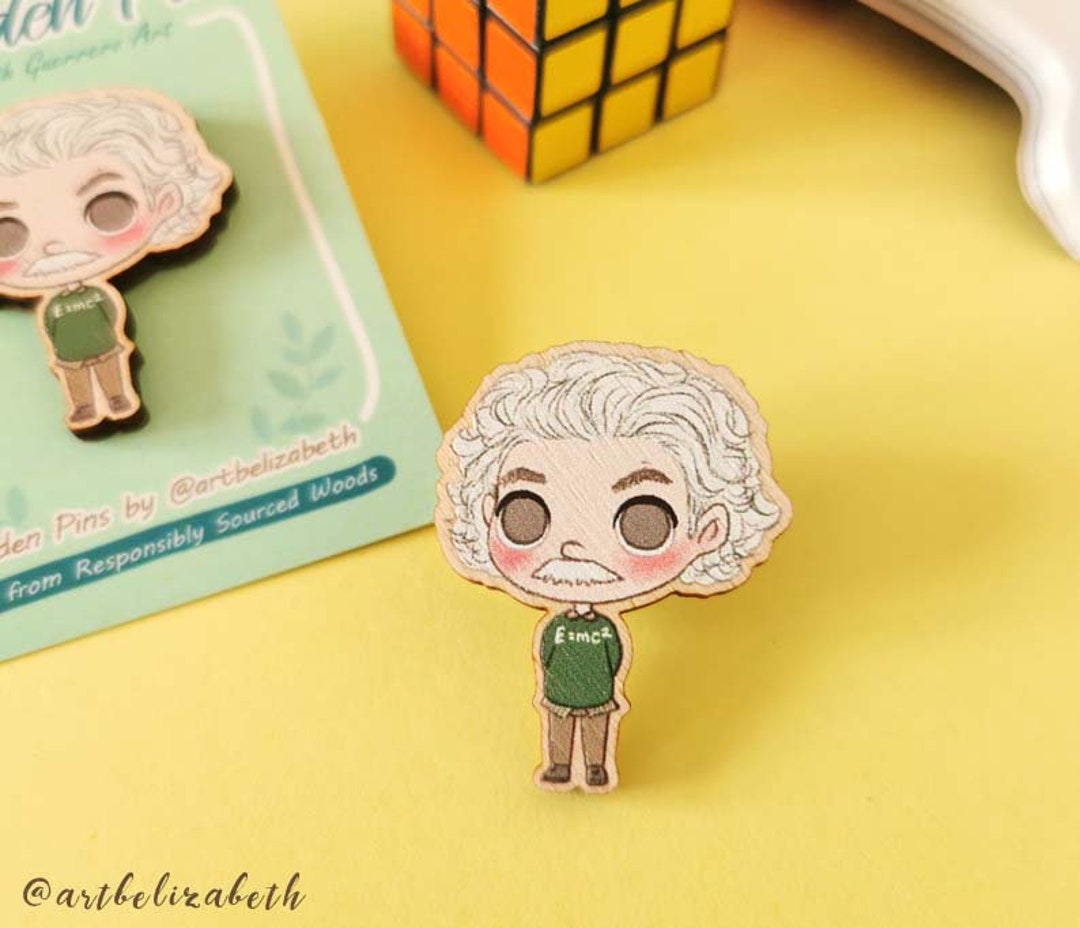 Wooden Pin Albert Einstein – Famous Scientist Pin – Cute Pin - Eco ...