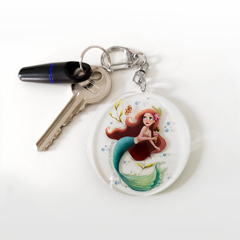 Mermaid Keychains double-sided and Transparent Summer | Etsy