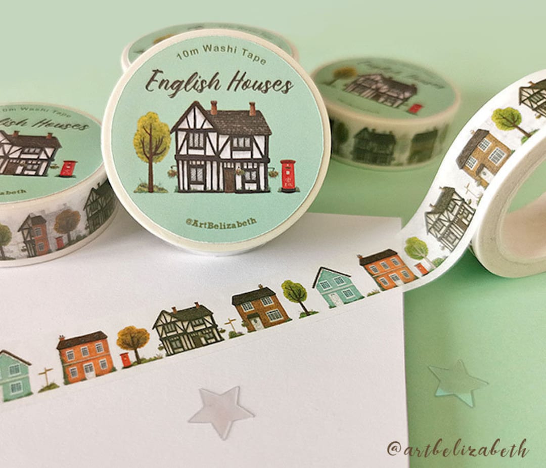 English Houses Washi Tape Set of 2 – Kawaii Planner Decorative Tape - Etsy