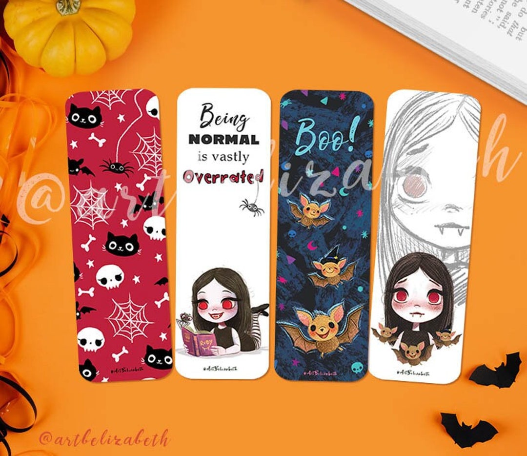 Cute Spooky Halloween Bookmarks Pack | Artbelizabeth - Etsy