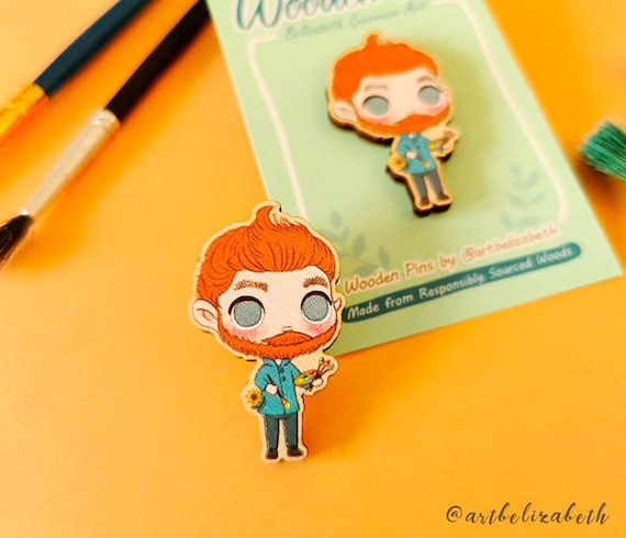 Wooden Pin Van Gogh Famous Artist Pin Cute Pins Eco | Etsy