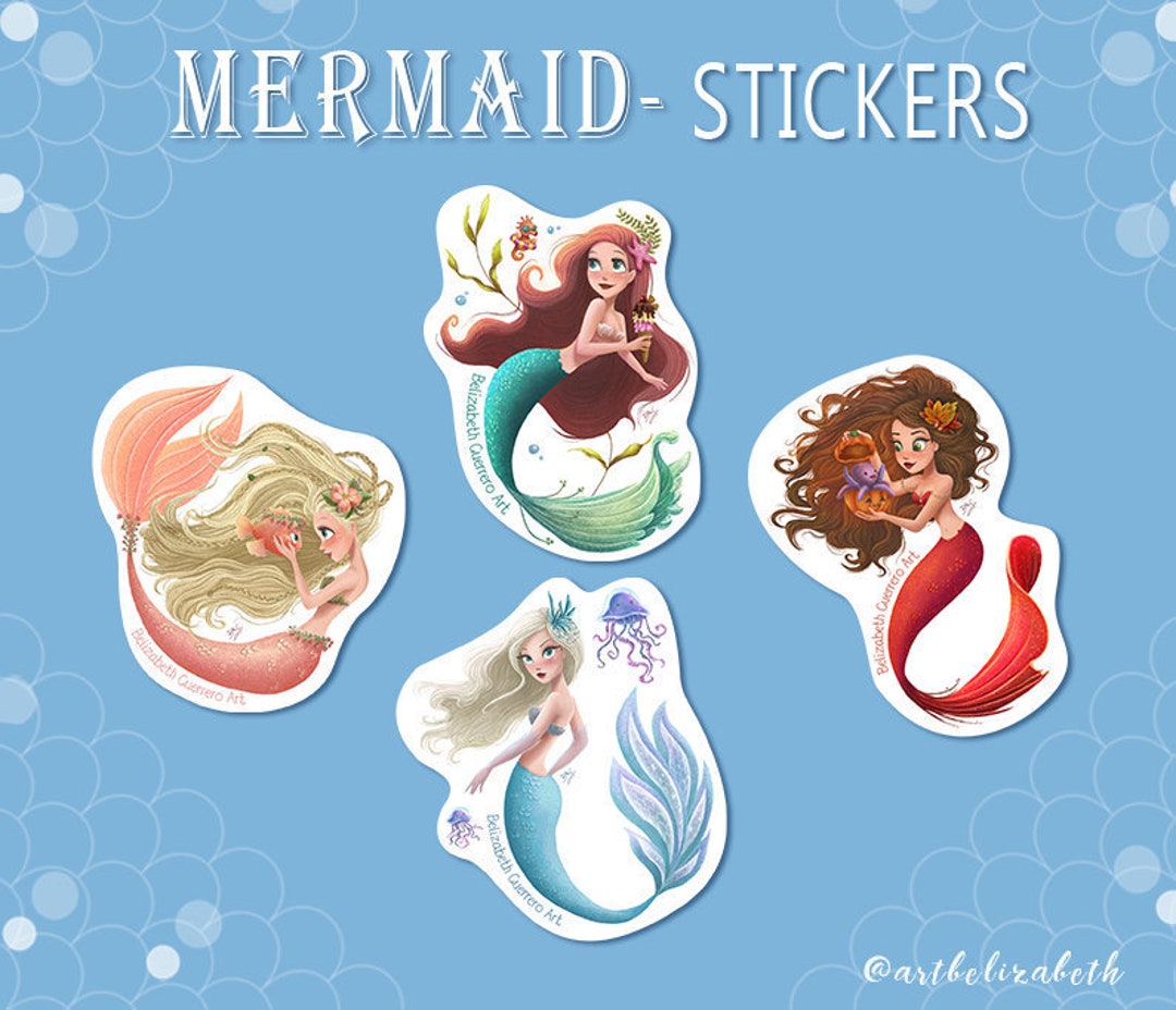 Mermaid Stickers | Season Mermaids | Summer, Autumn (fall), Winter and ...