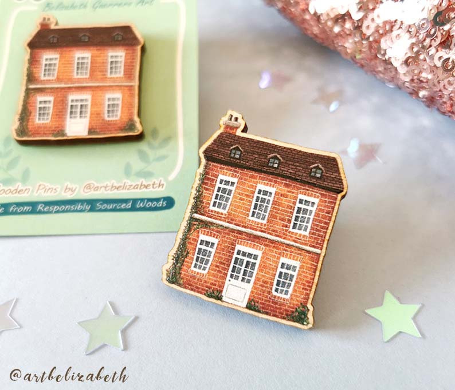 Wooden Pin English House Fantasy Pins Cute Pins Eco - Etsy
