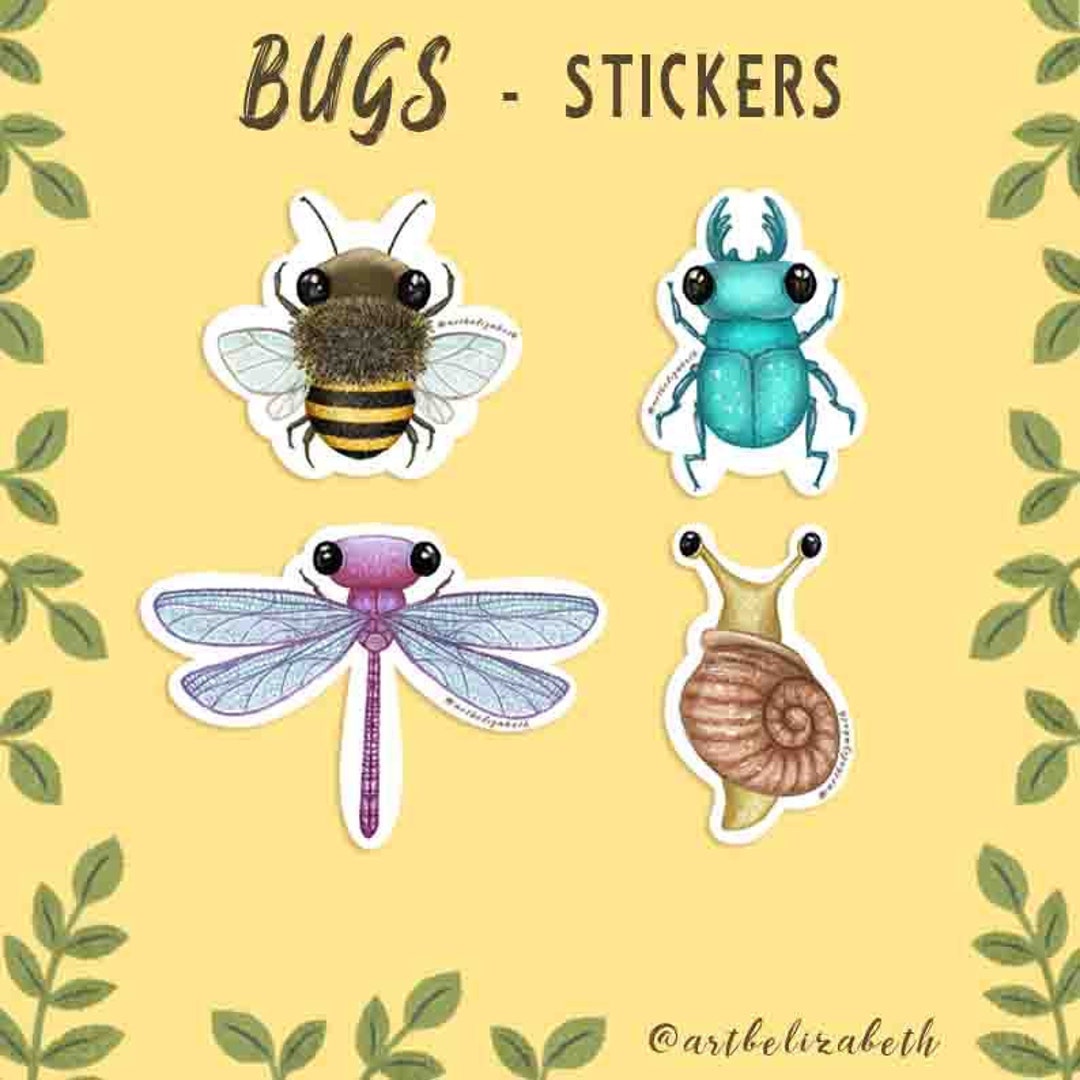 Bugs Stickers - Cutecore Bugs - Nature - Bee - Beetle - Snail ...