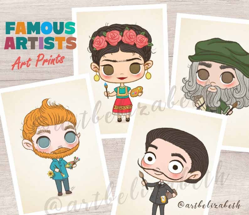 Art Prints Famous Artists / Frida / Van Gogh / Dali / Da - Etsy