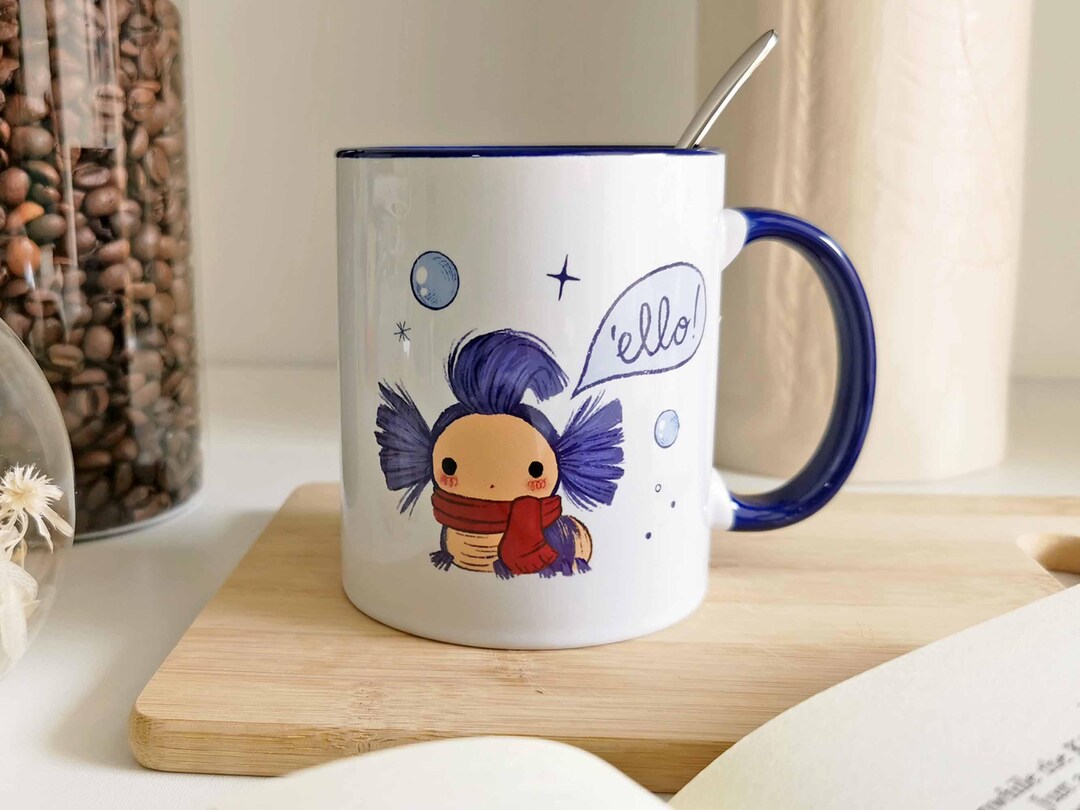 Labyrinth Worm Mug: Ello Quote, Fantasy Coffee Cup, Blue Handle ...