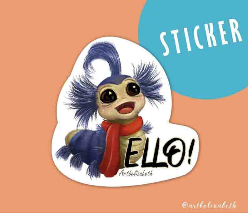 Ello Worm Sticker William the Worm Labyrinth Sticker | Etsy