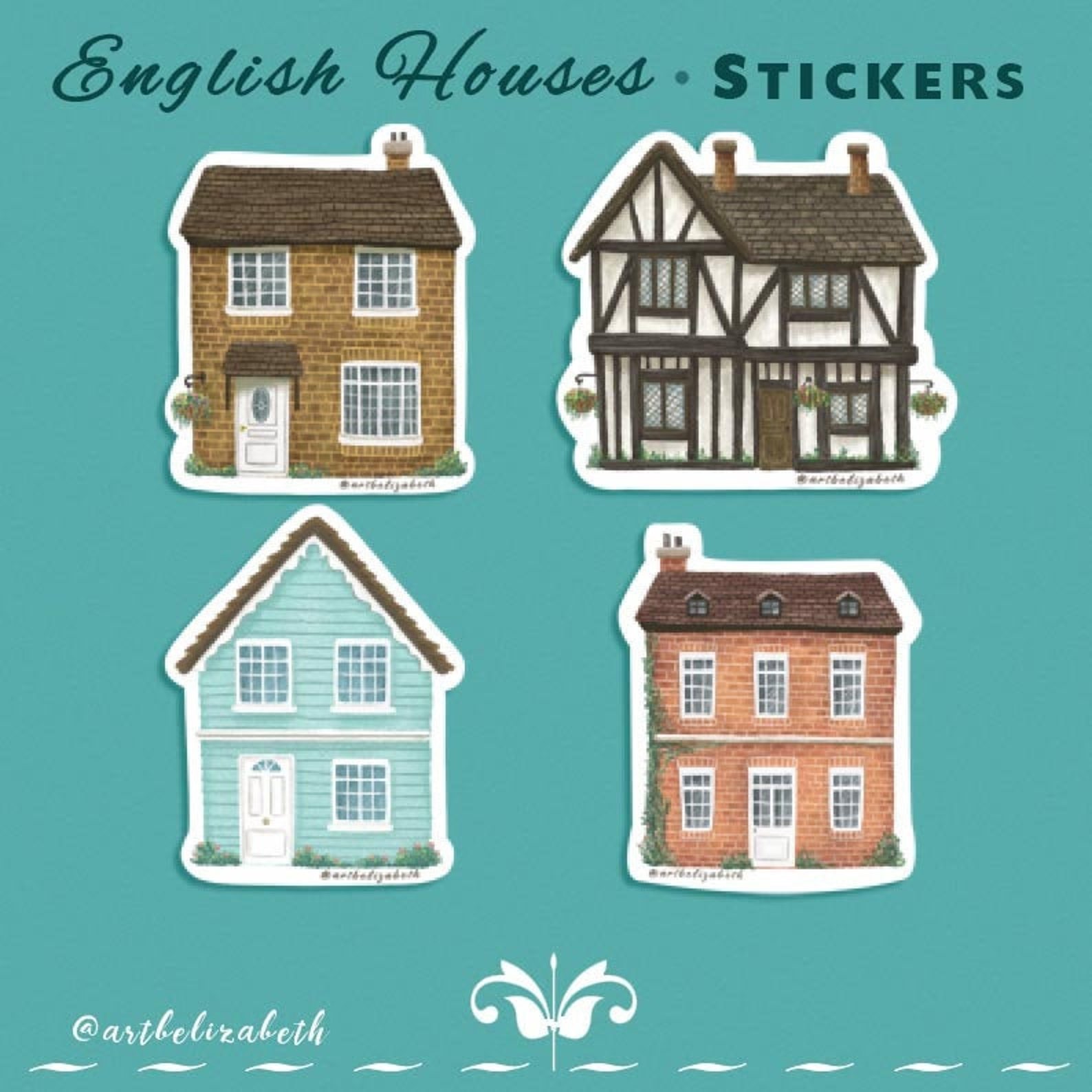 English Houses Stickers | Cottages Stickers – Brick House Sticker ...