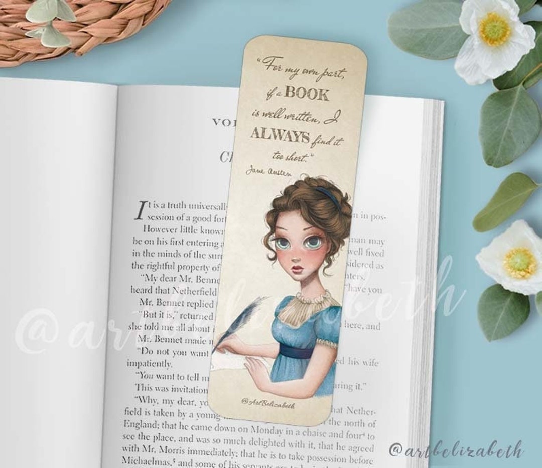 Bookmark Jane Austen Portrait | Elegant Bookmark | Single-sided Printed ...