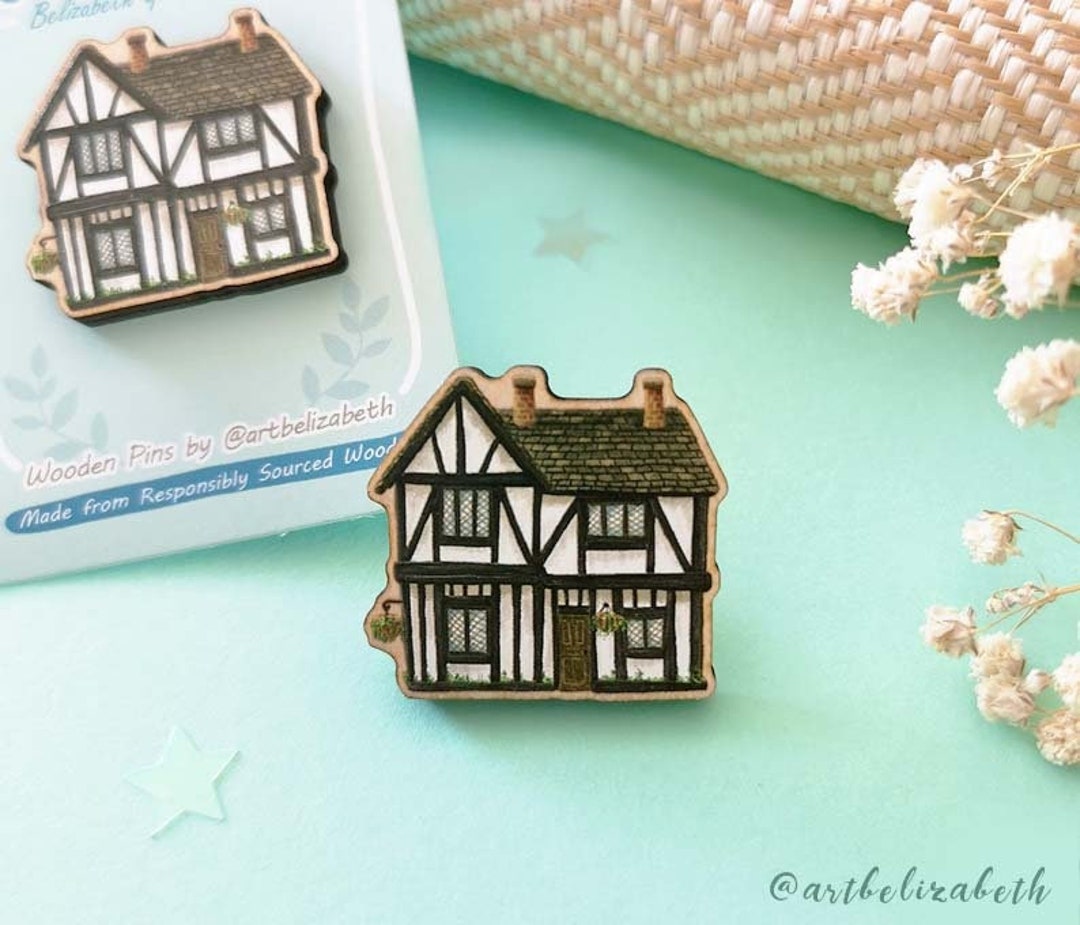 Wooden Pin Tudor House – English House Pins – Cute Pins - Eco Friendly ...