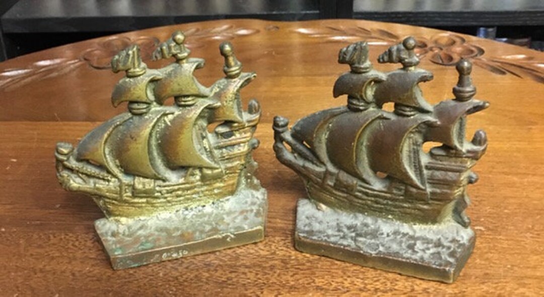 Brass Sailing Ship Bookends - Etsy
