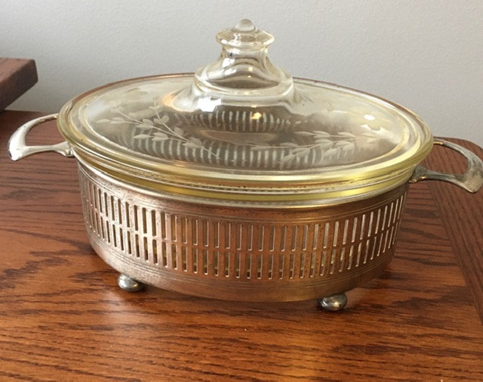 Vintage Pyrex RARE193-197 Oval Casserole Dish With Lid and Silverplate ...