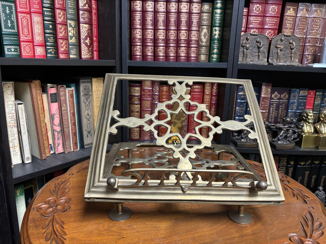 Solid Brass Book Stand Vintage~heart Motif - Etsy
