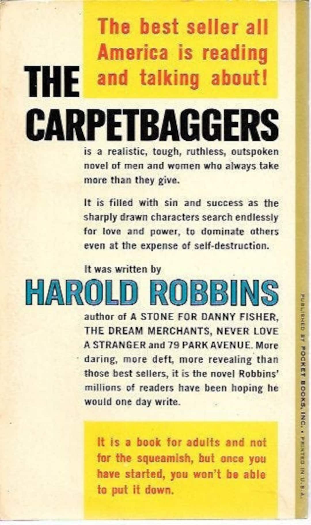 The Carpetbaggers by Harold Robbins (softcover) (POCKET BOOKS) 1962 - Etsy