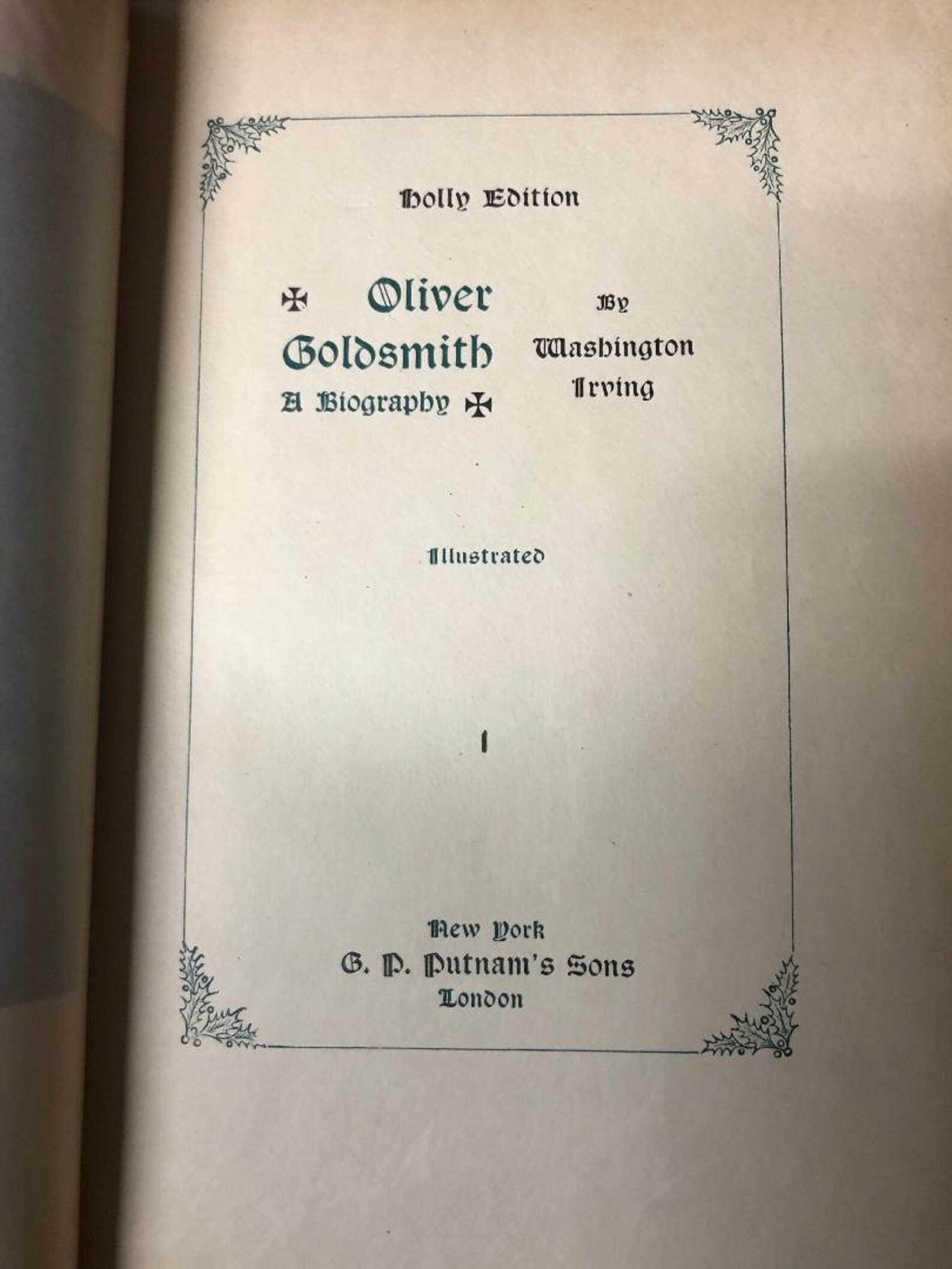 Oliver Goldsmith by Washington Irving (VOLUME 1) Putnams Sons (1897) - Etsy