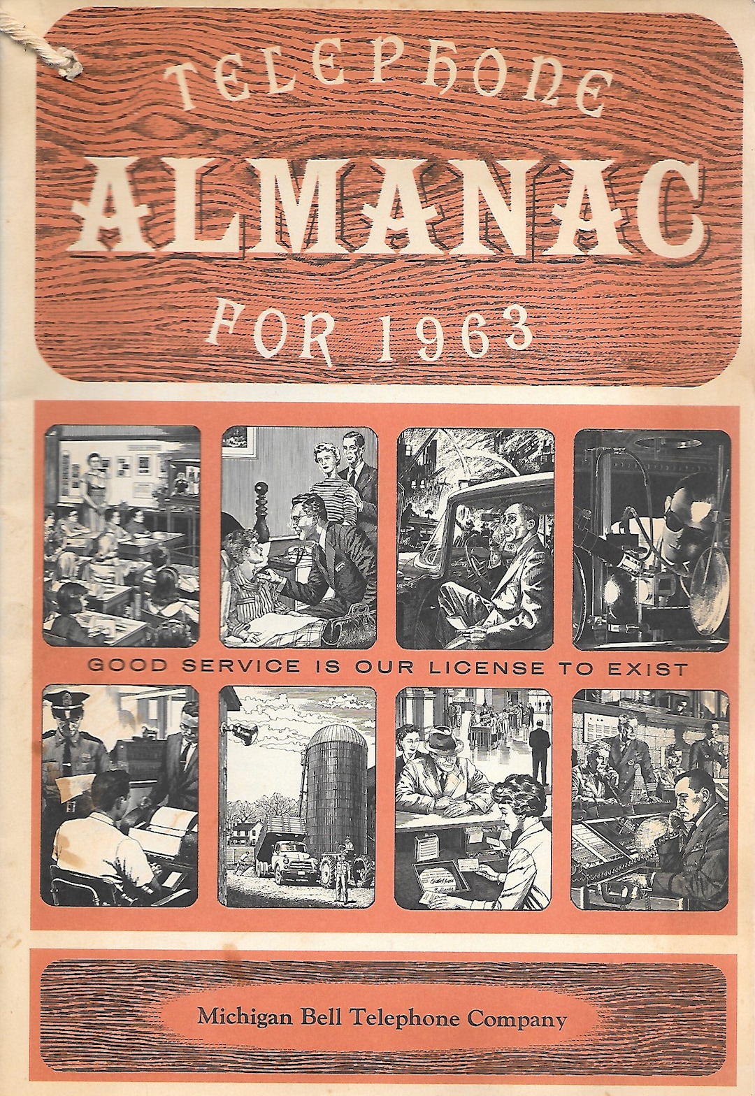 Telephone Almanac for 1963 (softcover) Michigan Bell Telephone Company ...