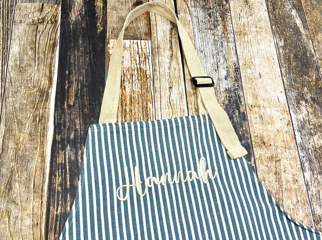 Personalized Striped Apron - Embroidered Name - Etsy