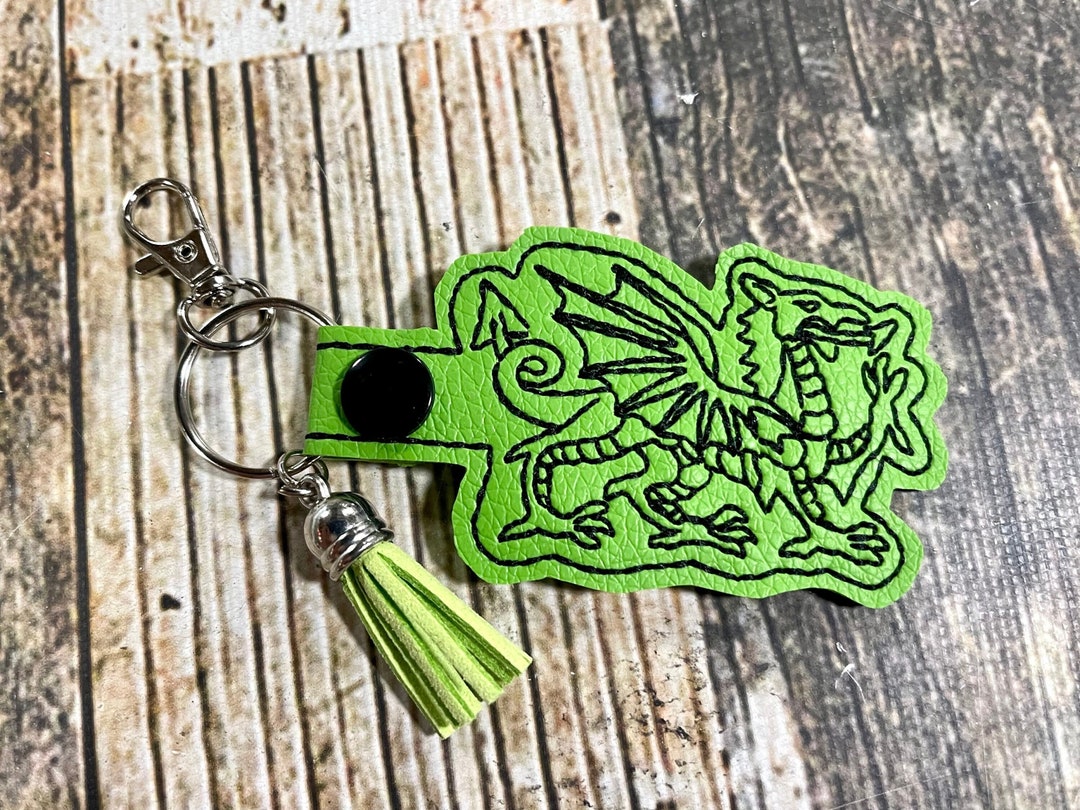 Dragon Key Chain Lime Green Vinyl Keychain Snap Key Fob - Etsy