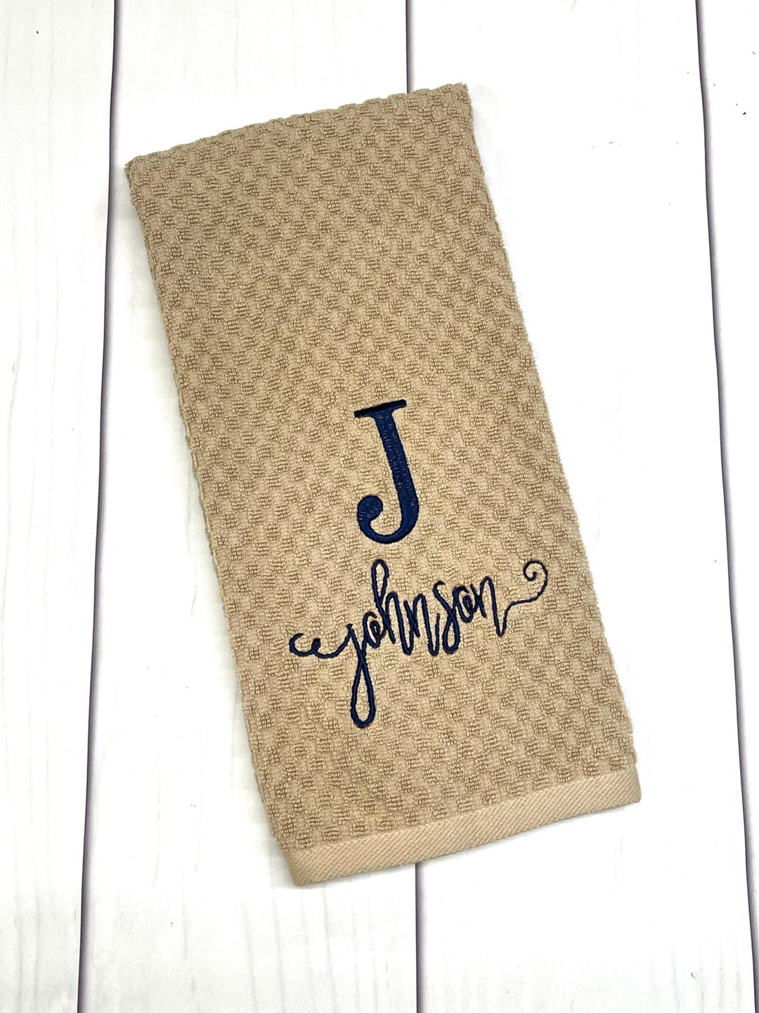 Personalized Kitchen Towel - Last Name and Initial Embroidered Monogram ...