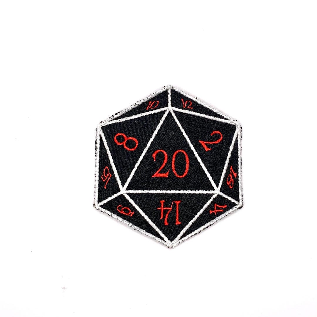 Fantasy Table Top Dice - Embroidered Iron on or Sew on Patch - Roll 20 ...