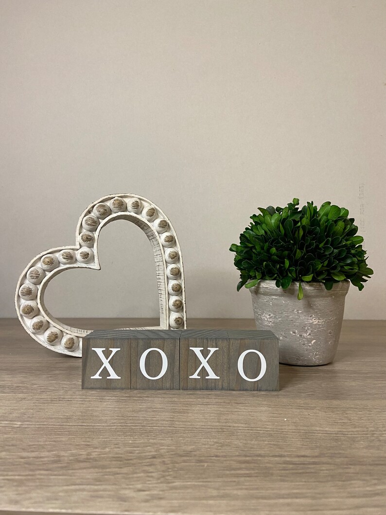 LOVE/XOXO Wood Blocks - 1.5” Wooden Block Set - Home Décor - Valentine ...