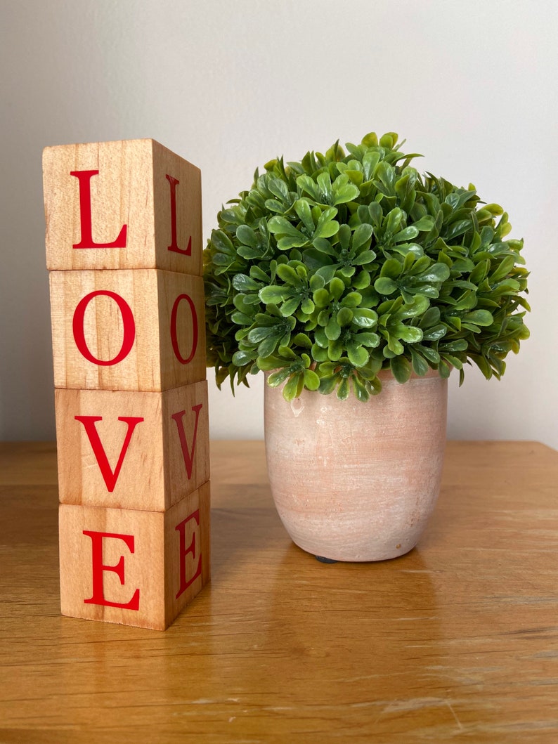 LOVE/XOXO Wood Blocks 1.5 Wooden Block Set Home Décor | Etsy