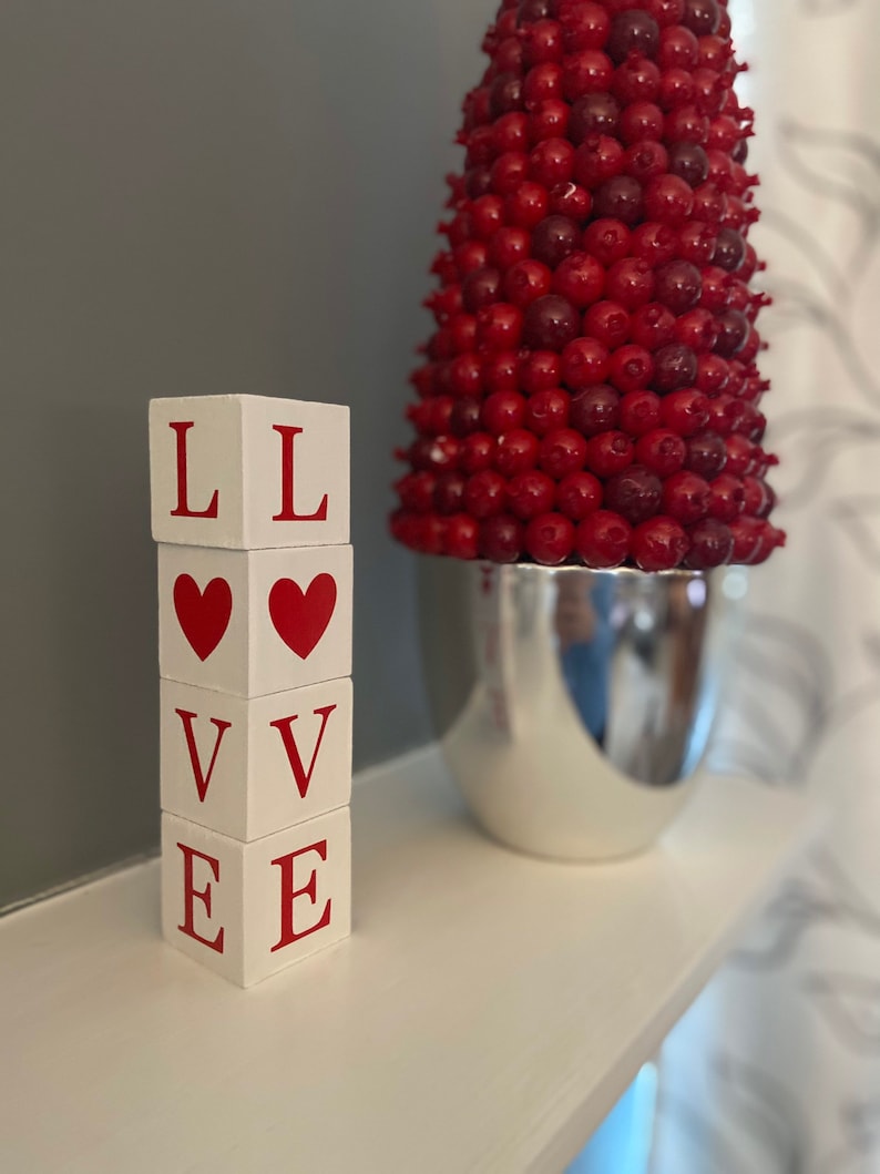 LOVE/XOXO Wood Blocks - 1.5” Wooden Block Set - Home Décor - Valentine ...