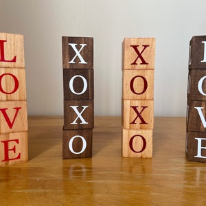 LOVE/XOXO Wood Blocks - 1.5” Wooden Block Set - Home Décor - Valentine ...