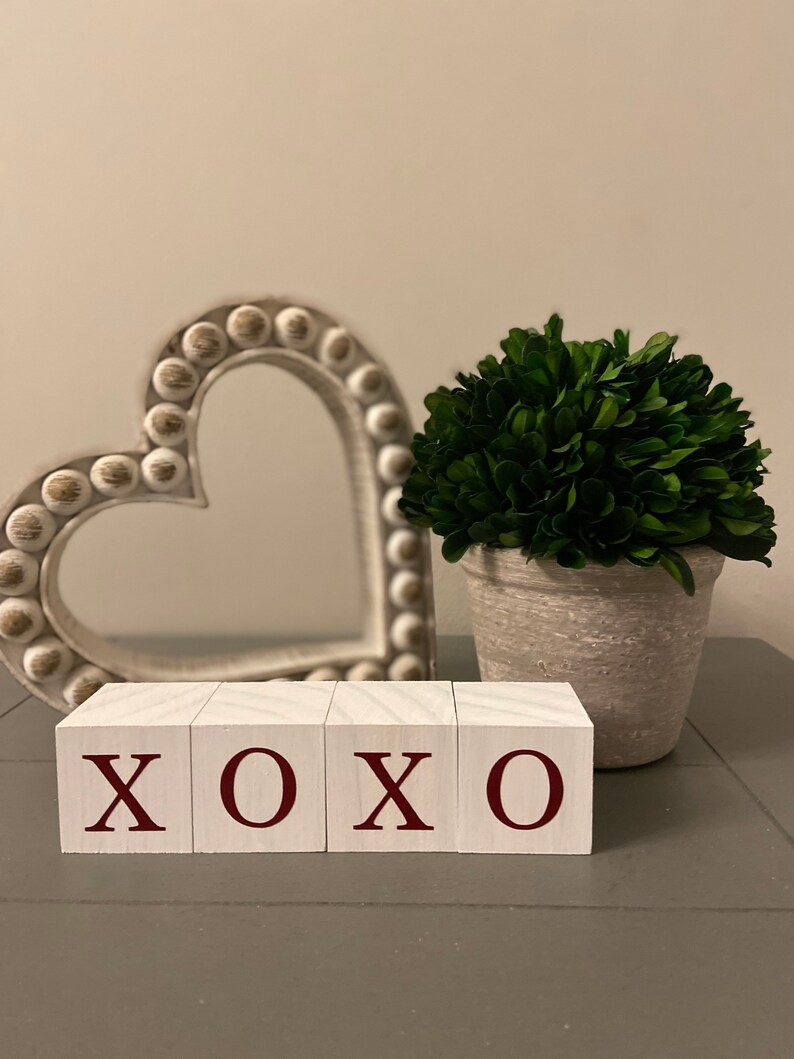 LOVE/XOXO Wood Blocks - 1.5” Wooden Block Set - Home Décor - Valentine ...