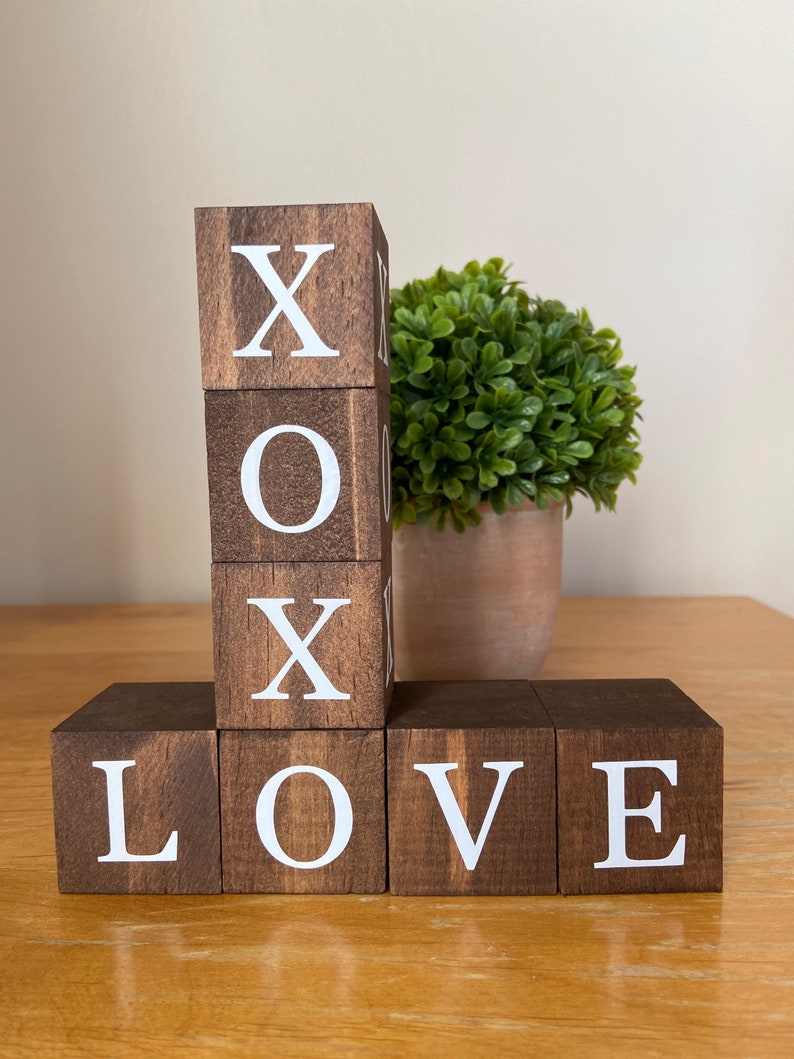 LOVE/XOXO Wood Blocks 1.5 Wooden Block Set Home Décor | Etsy