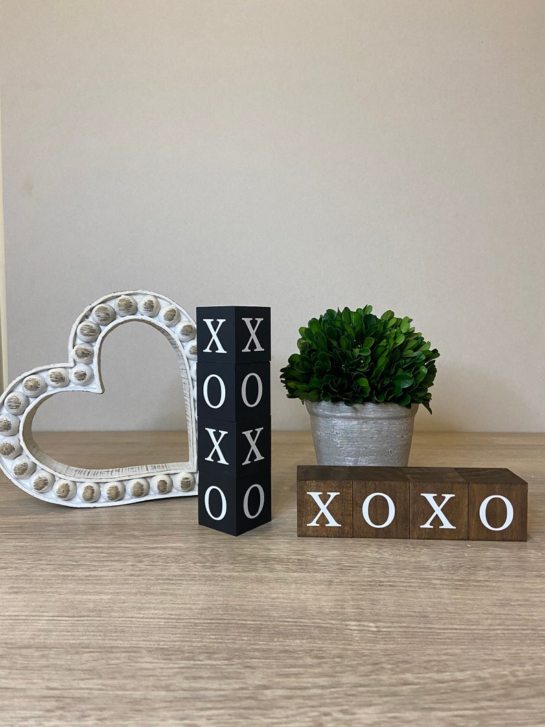 LOVE/XOXO Wood Blocks - 1.5” Wooden Block Set - Home Décor - Valentine ...