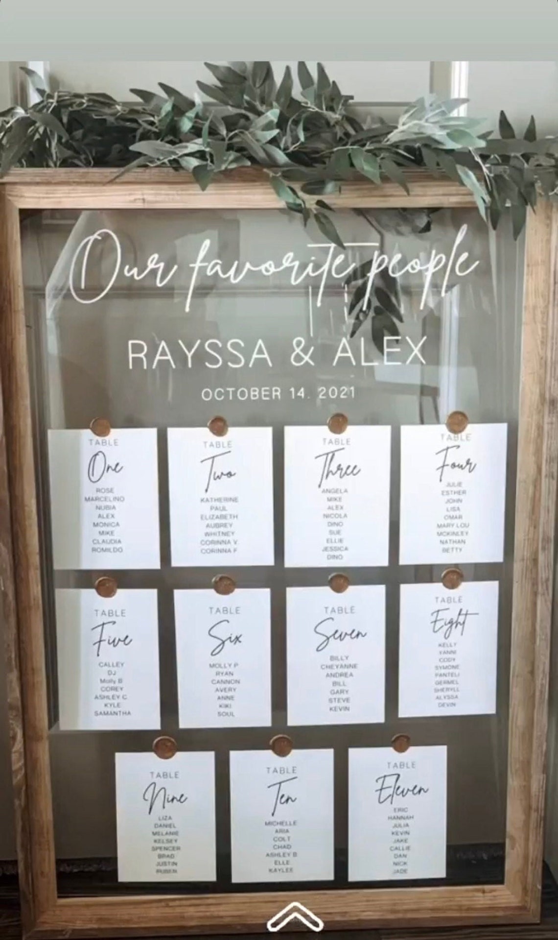 Framed Acrylic Custom Seating Chart With Wax - Etsy