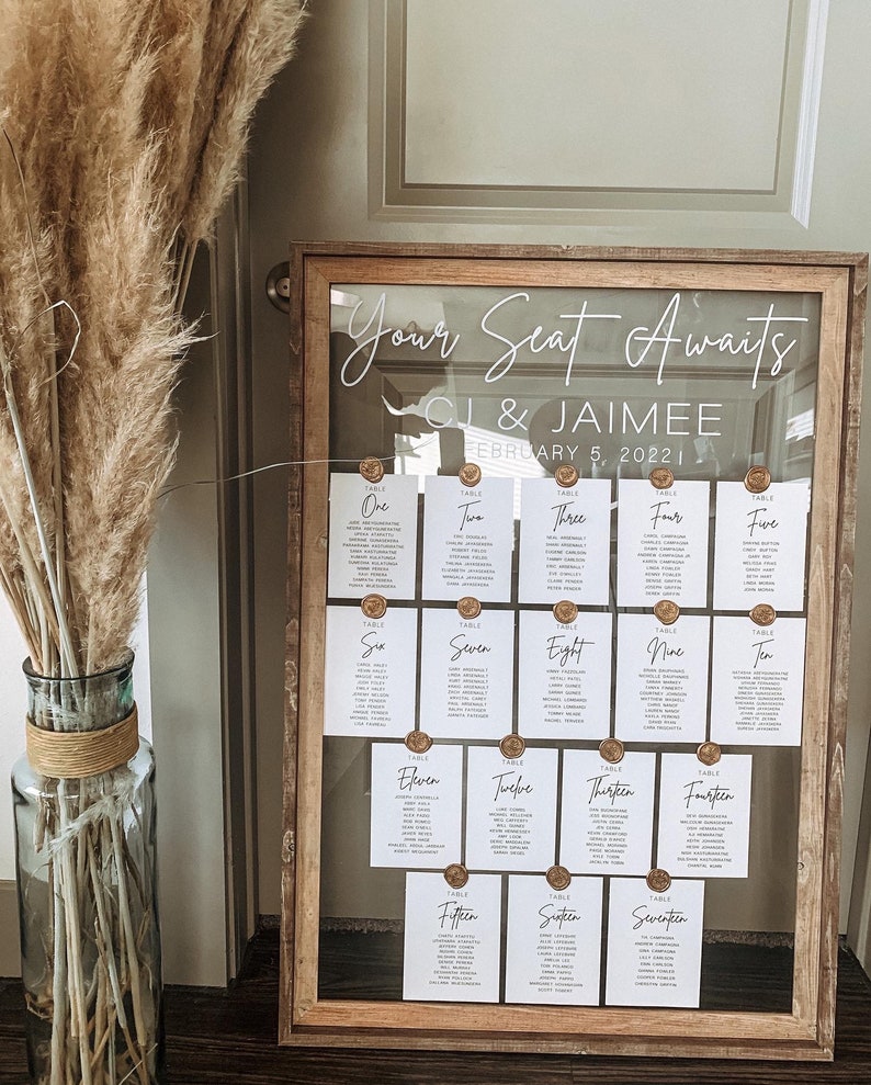 Framed Acrylic Custom Seating Chart With Wax - Etsy