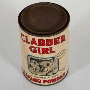 Vintage Baking Powder Tin Clabber Girl RARE 32 Oz. Size Farmhouse Decor ...