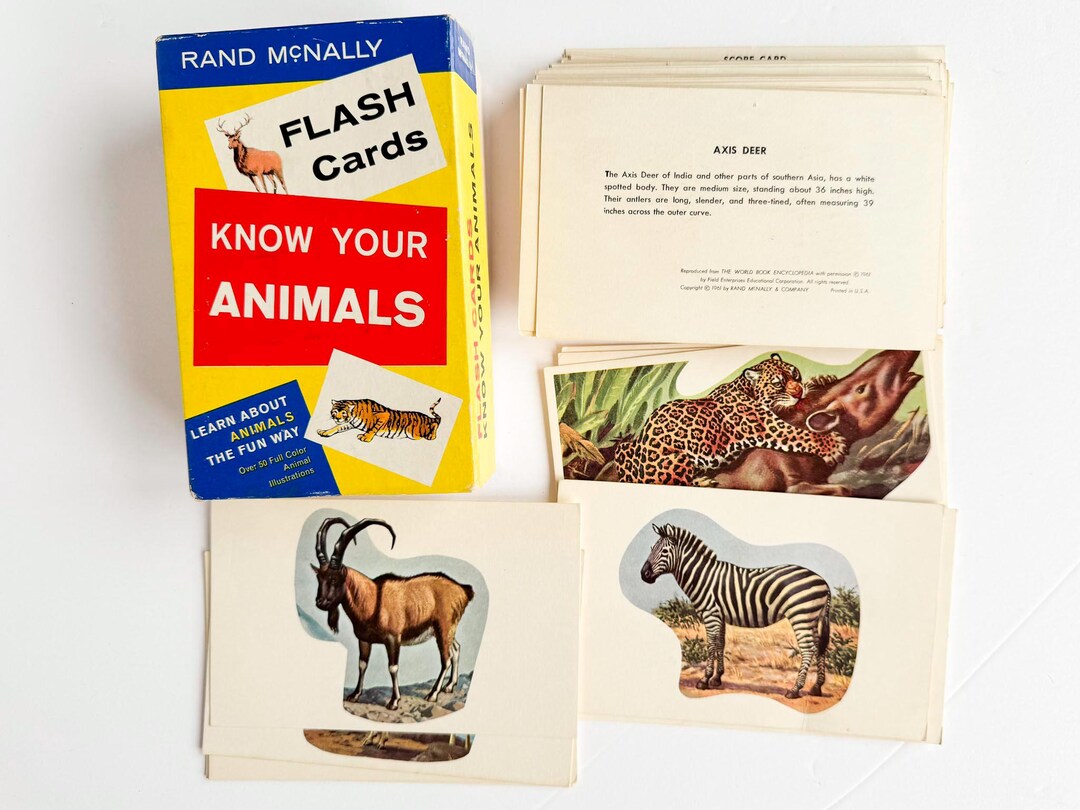 Vintage "know Your Animals" Flash Cards - 1961 Rand Mcnally Complete ...