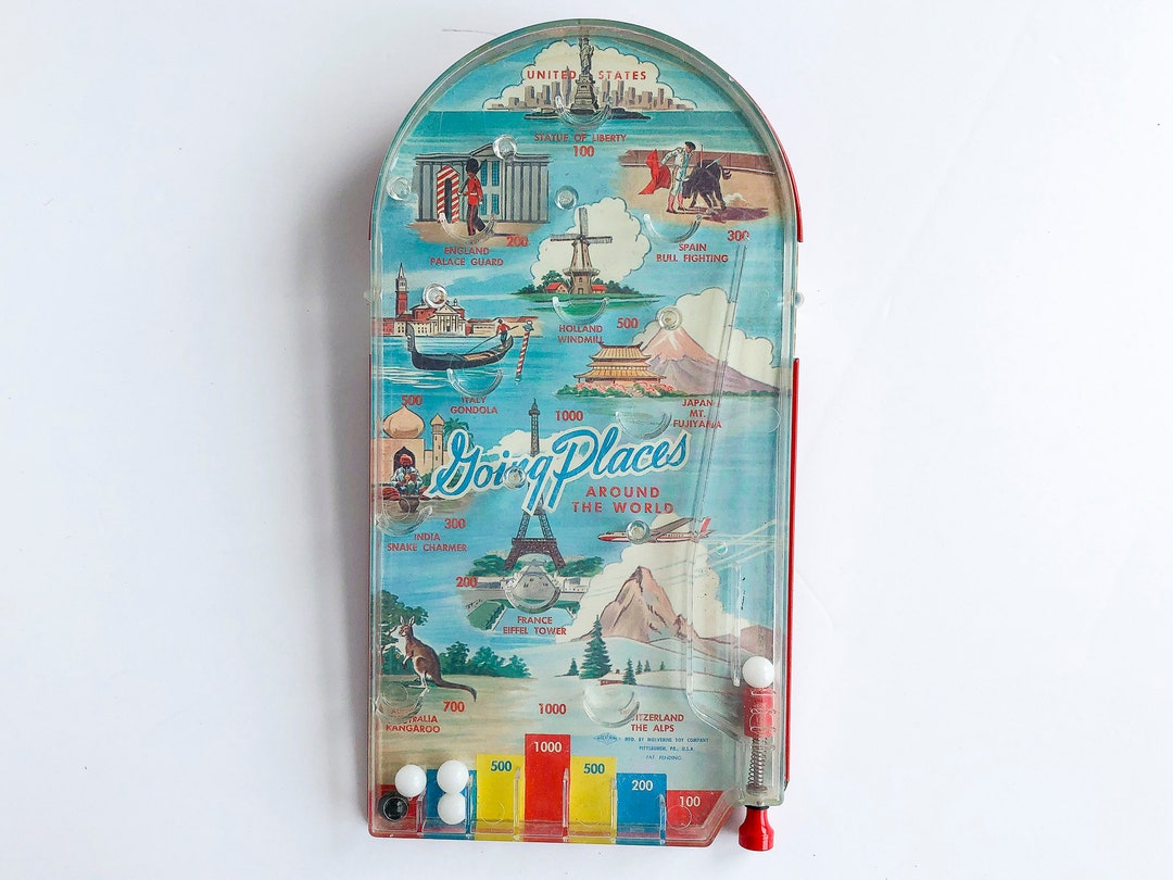 Vintage Table Top Pin Ball Machine Wolverine going Places Hand Held ...