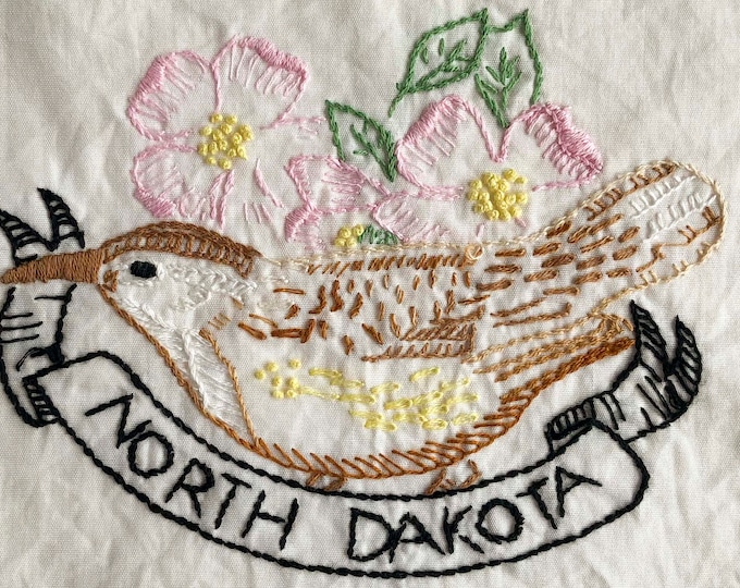FREE SHIPPING: Vintage North Dakota State Quilt Block With State Bird ...