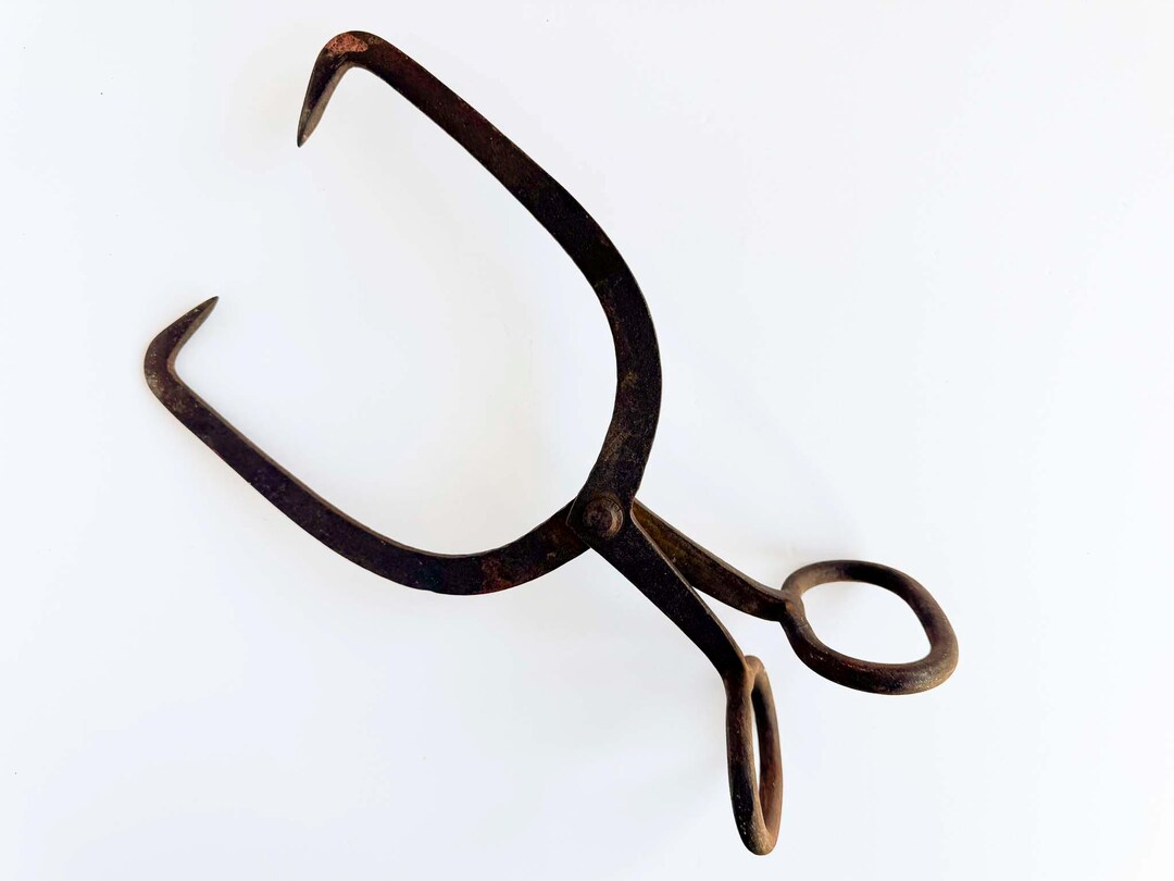 Vintage Large Forged Iron Metal Ice Tongs - Etsy