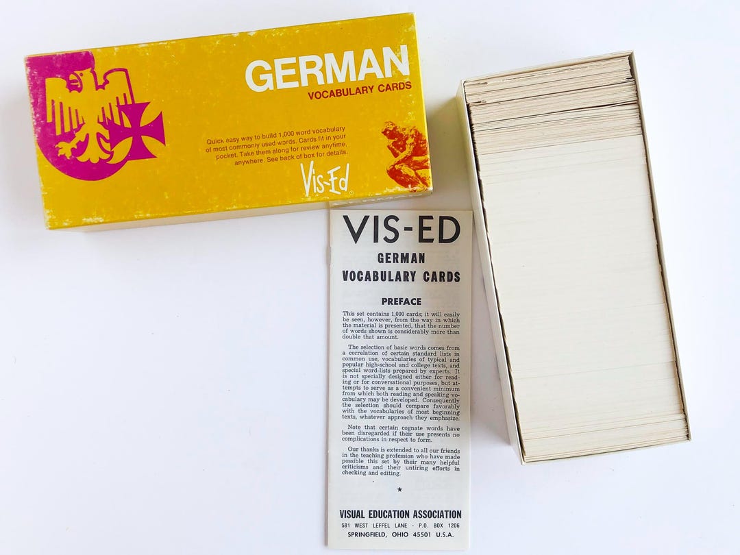 Vintage German Vocabulary Flash Cards in Original Box - Full Box of Vis ...