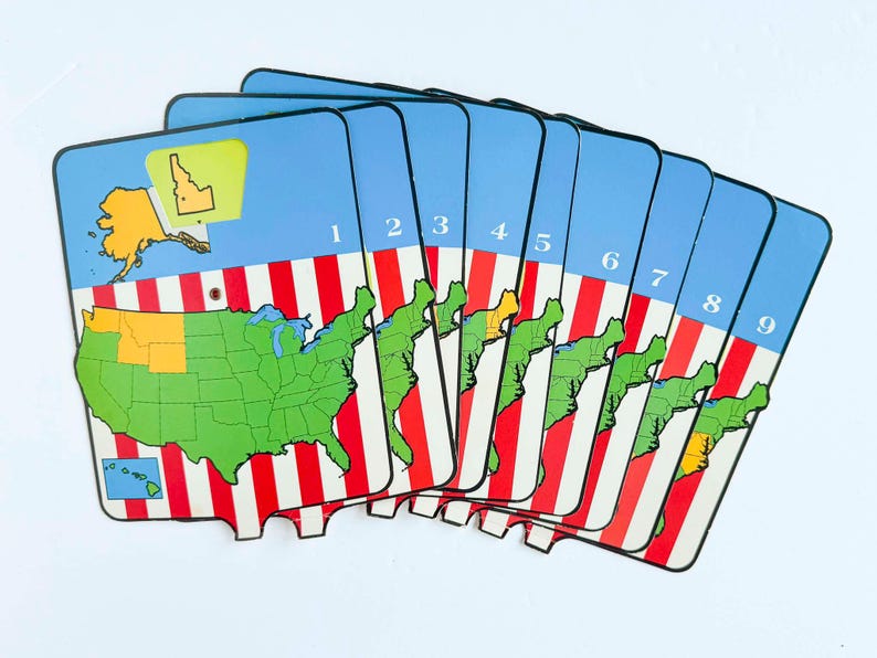 Vintage US States Map Flash Cards: 1977 Trend Enterprises, Complete - Etsy