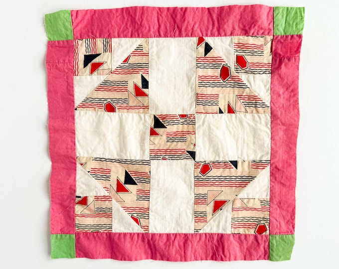 Vintage Nine Patch Variation Quilt Block - Calico, Muslin and Cotton - Etsy