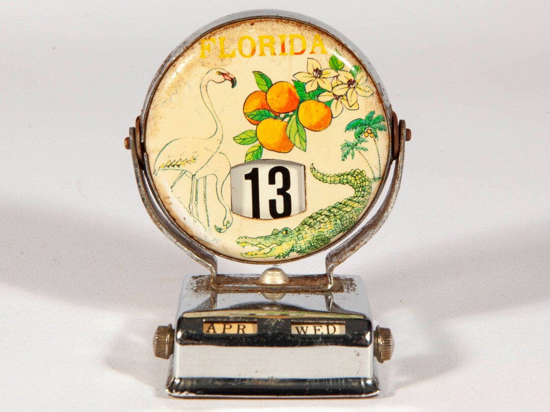 Vintage Flip Perpetual Calendar Working Desk Accessory With Florida ...