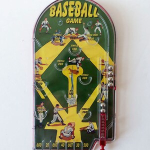 Fun Hand Held Pin Ball Machine Schilling baseball Table Top Pinball ...