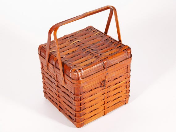 Vintage Square Woven Rattan Top Handle Purse - Basket… - Gem