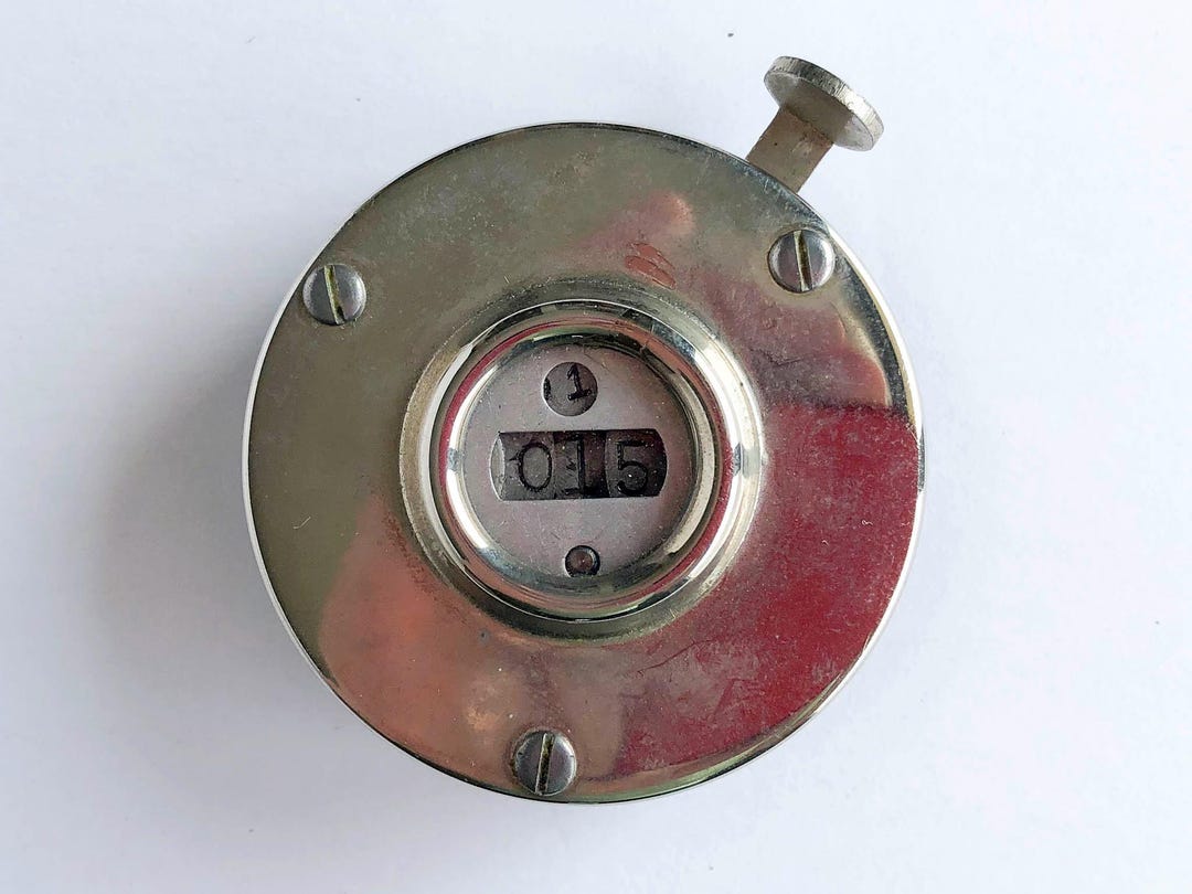 Vintage Working Hand Held Mechanical Counter - Silver Metal Tallying ...