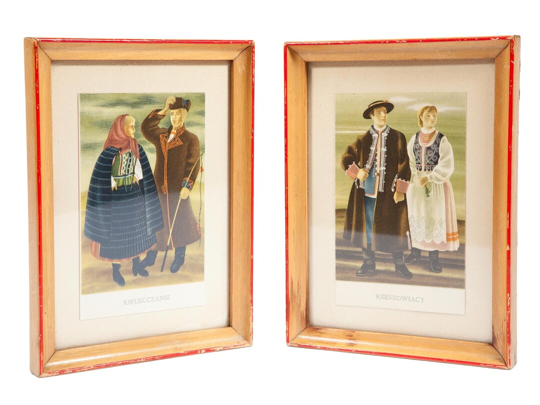 Vintage Framed Slavic Couple Prints: Rzeskowiacy & Kielecczanie - Etsy