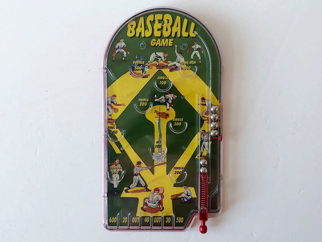 Fun Hand Held Pin Ball Machine Schilling baseball Table Top Pinball ...