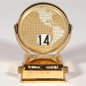 Vintage Flip Perpetual Calendar Working Desk Accessory With Map of ...